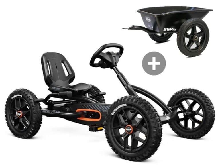 BERG Buddy Cross Black 2.0 Pedal-Gokart mit Handbremse und Anhänger ...